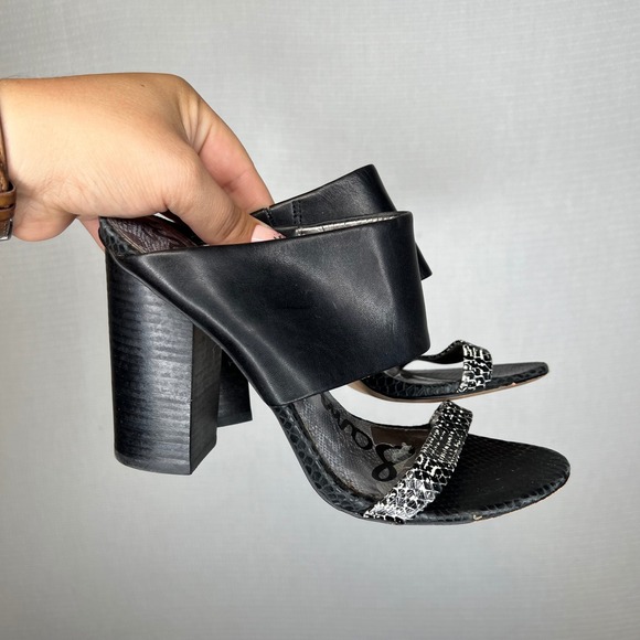 Sam Edelman | Shoes | Sam Edelman Womens Black Leather Snakeskin Block ...